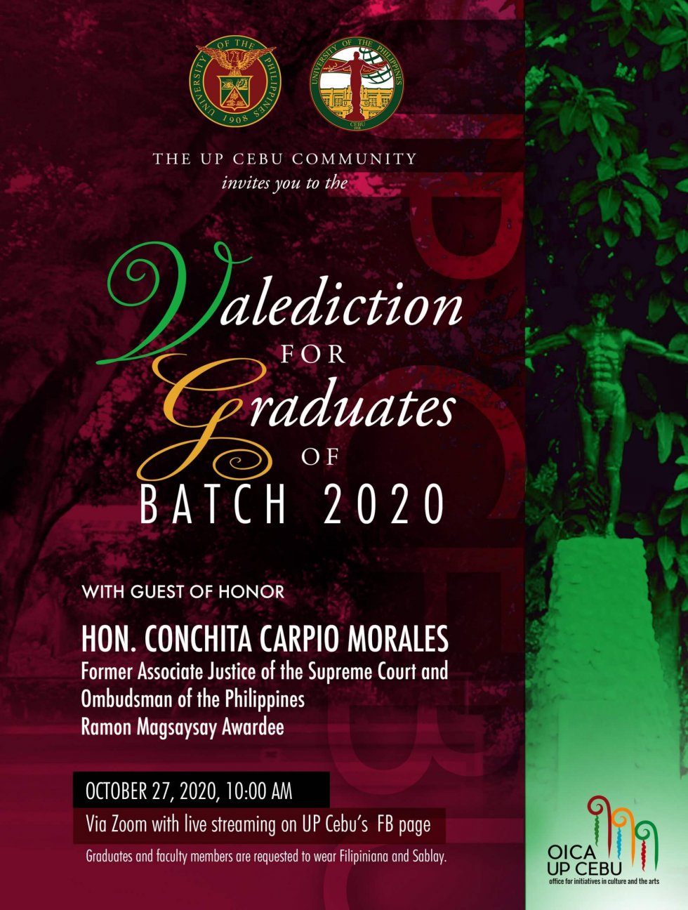 UP Cebu Valediction for Graduates 2020 with Guest of Honor, Hon ...